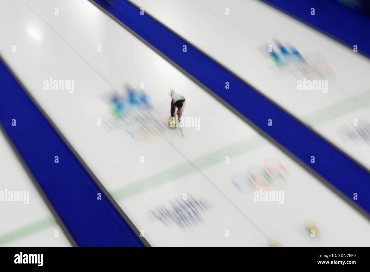South Korea's Kim Seon-yeong competes during a curling mixed doubles ...
