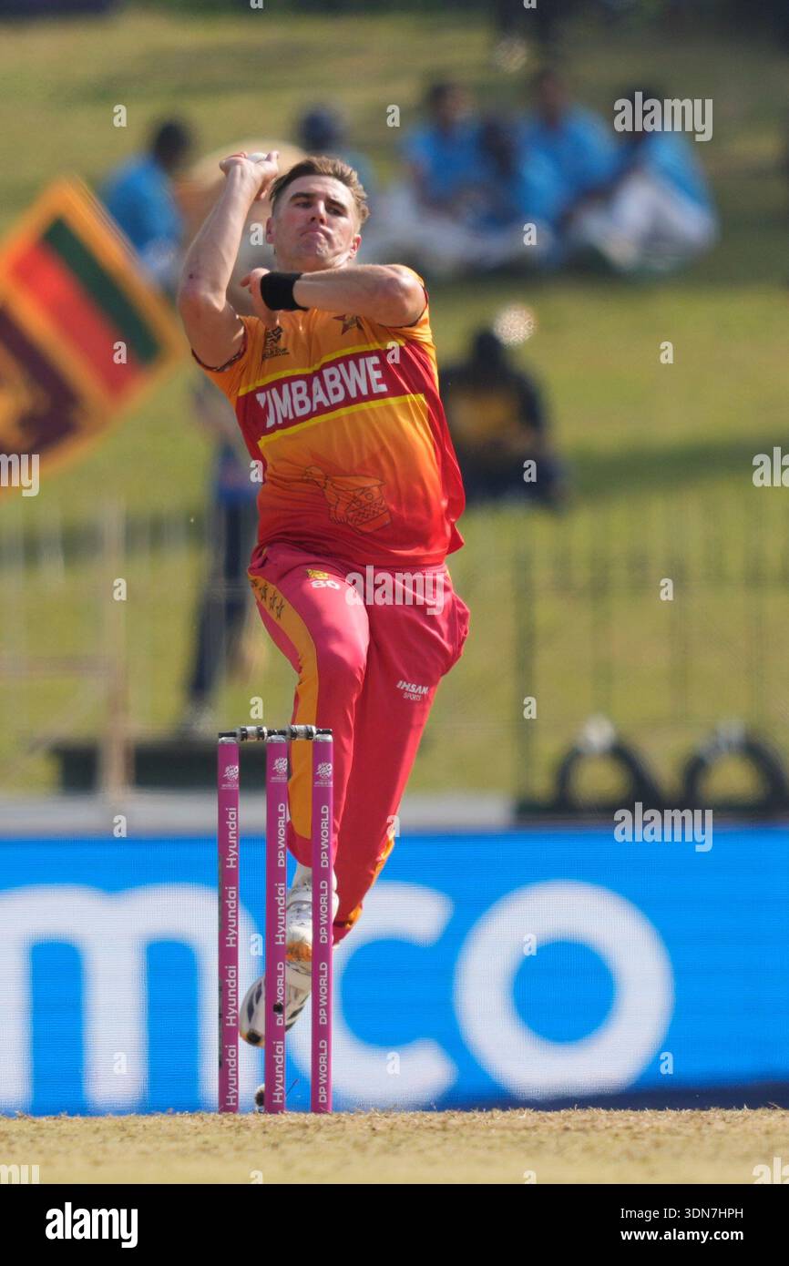 Zimbabwe's Bradley Evans bowls a delivery during the T20 World Cup ...