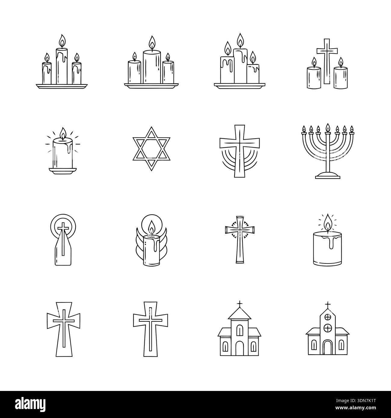 A collection of religious symbols isolated on white background ...