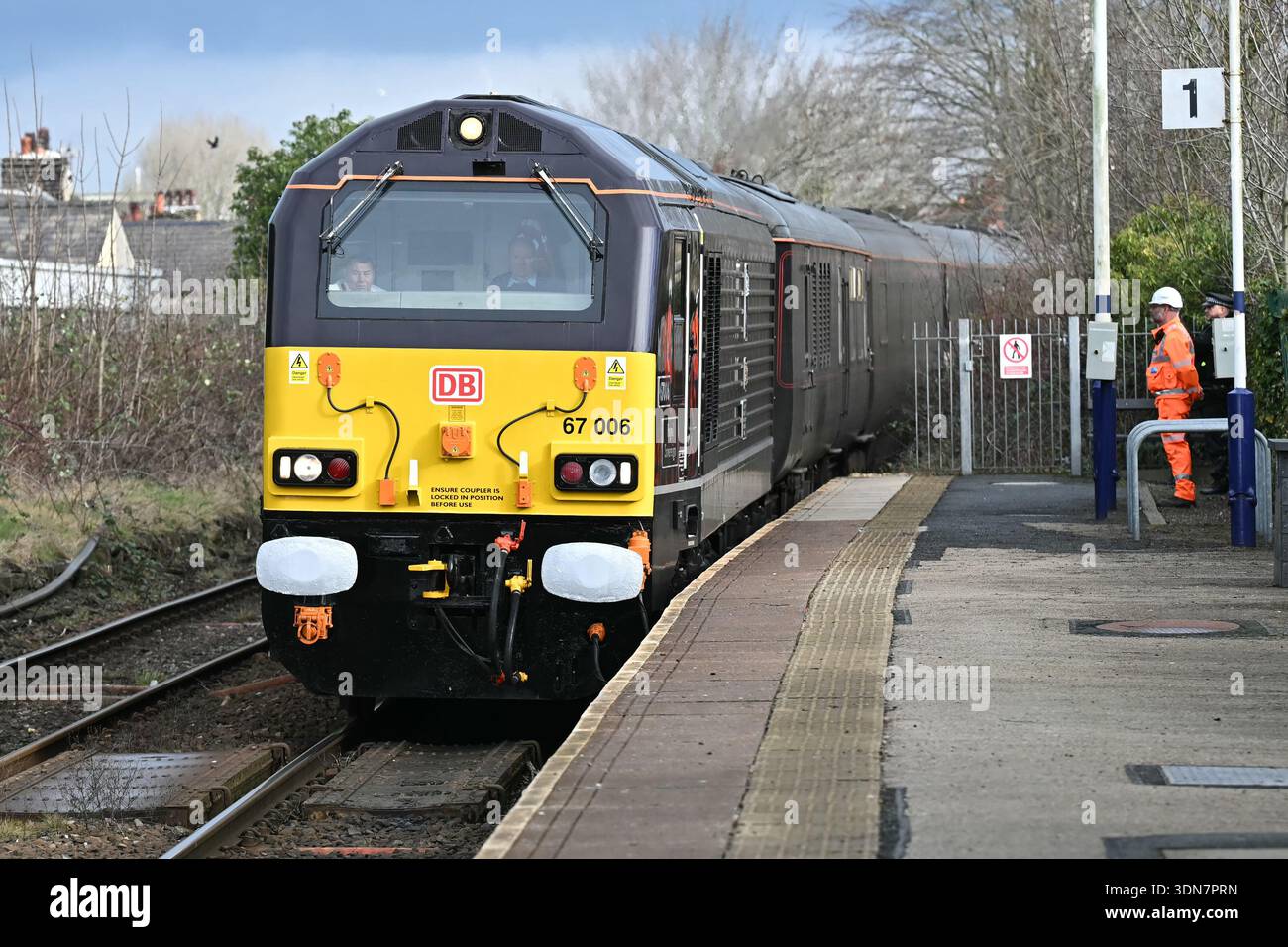 The Royal Train carrying King Charles III arrives at Clitheroe Station ...