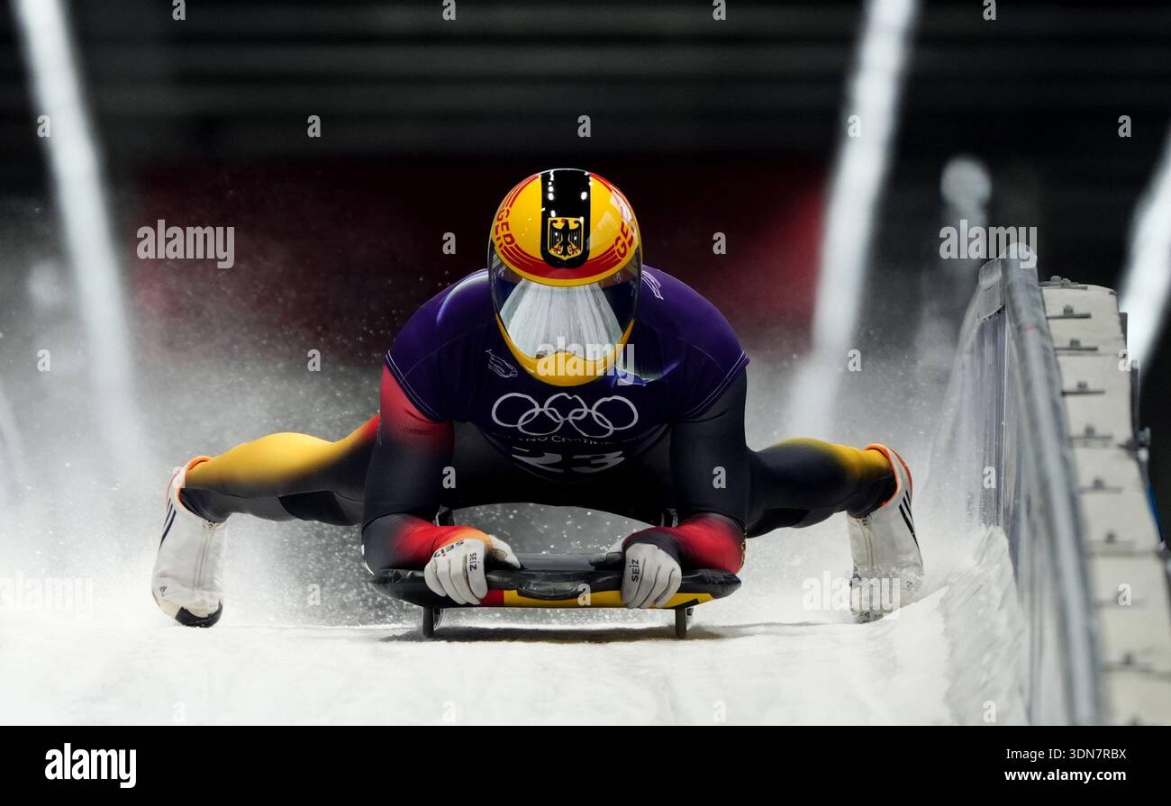 Germany's Christopher Grotheer during the Men's Skeleton Training at ...