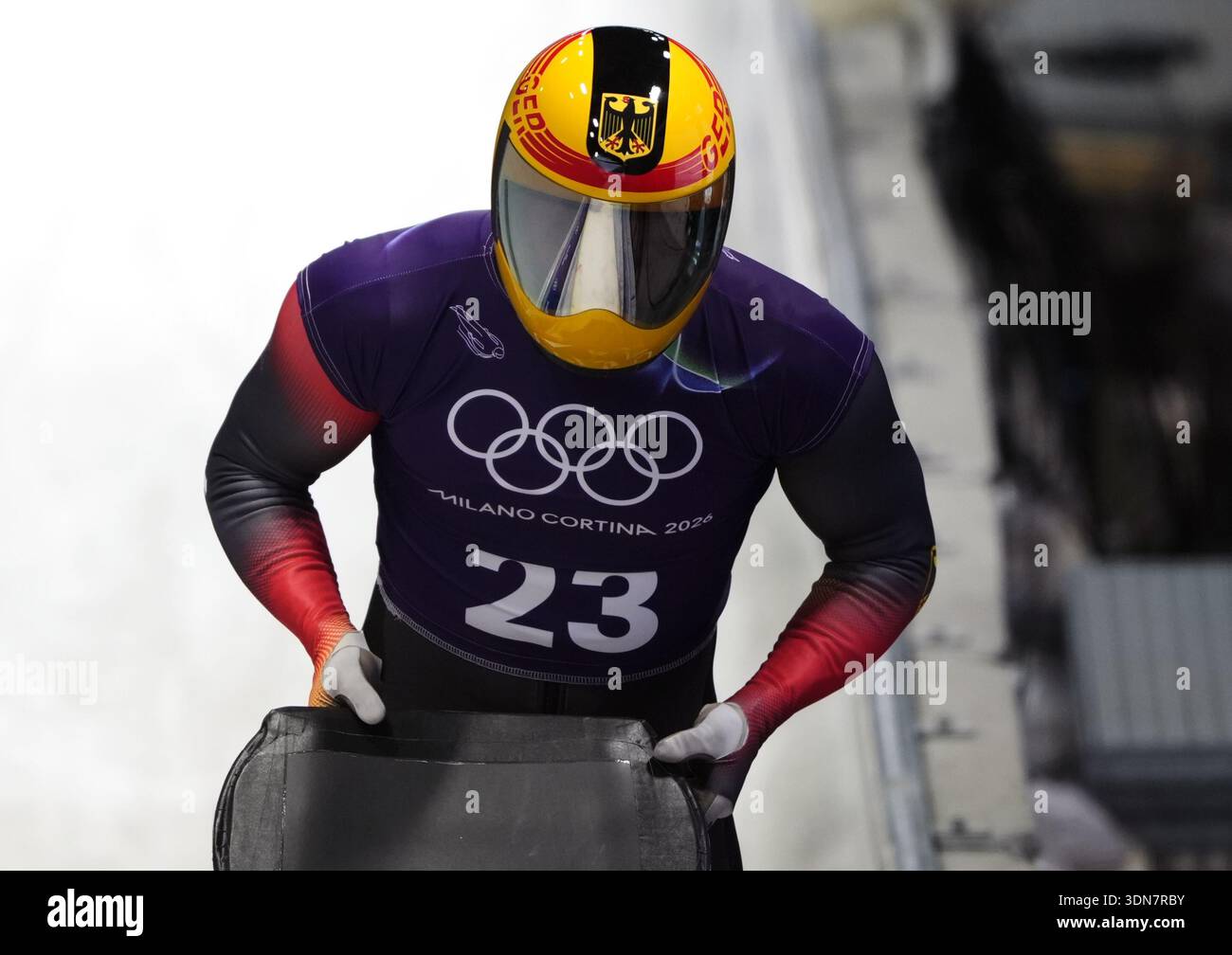 Germany's Christopher Grotheer during the Men's Skeleton Training at ...