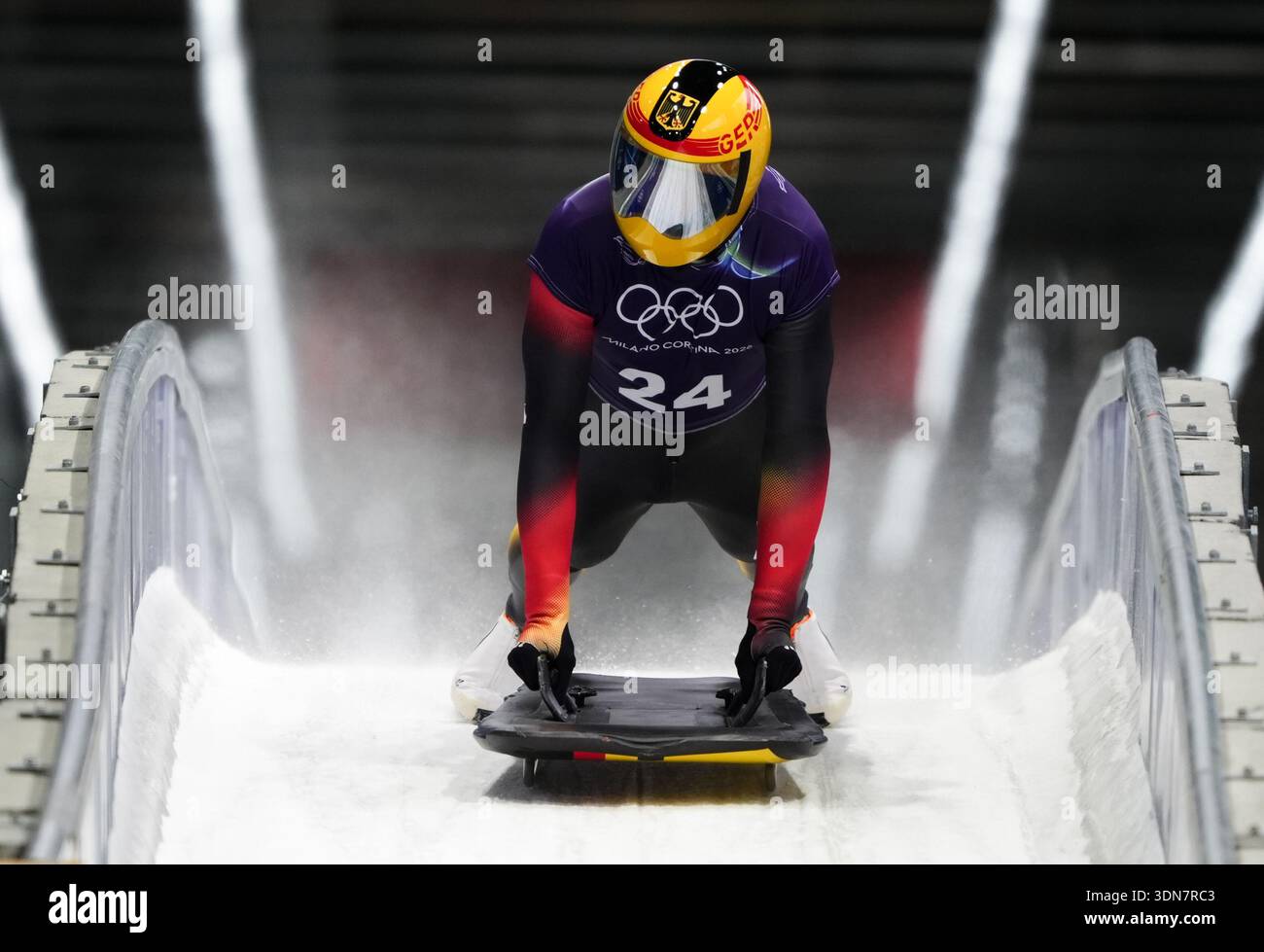 Germany's Axel Jungk during the Men's Skeleton Training at the Cortina ...