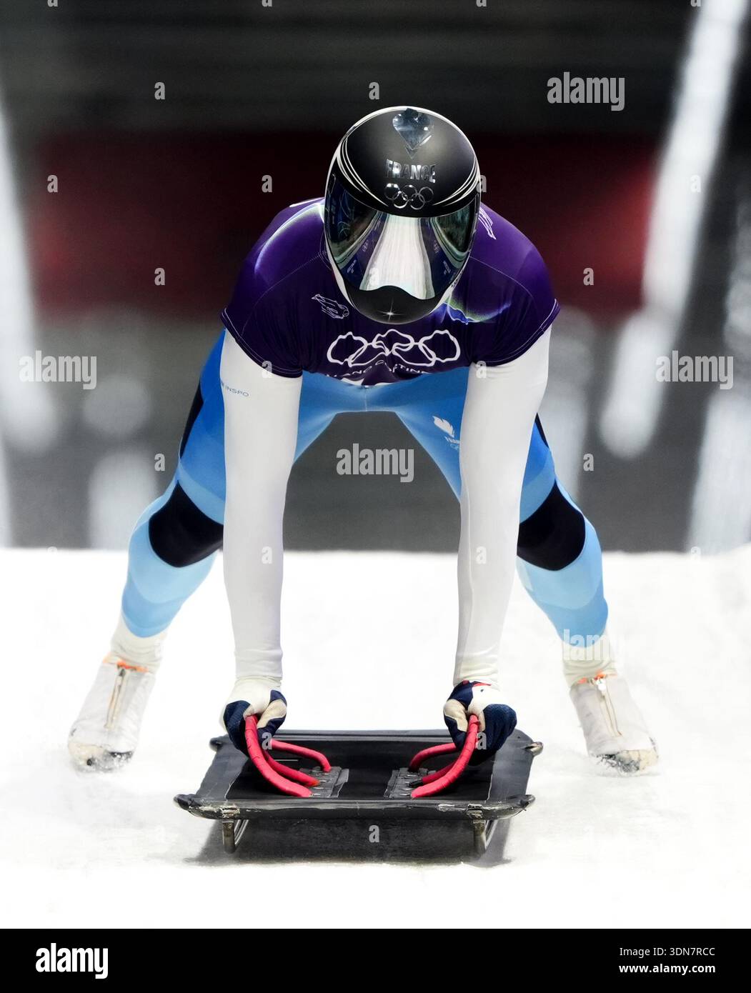 France's Lucas Defayet during the Men's Skeleton Training at the ...