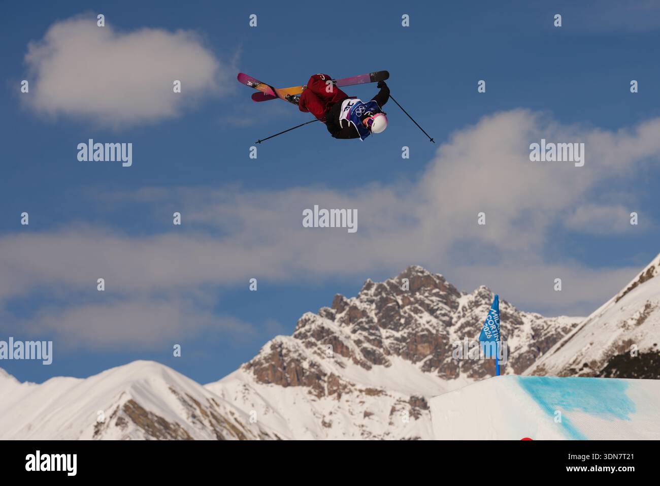 Naomi Urness, of Canada, makes a warmup run in the women's freeski ...