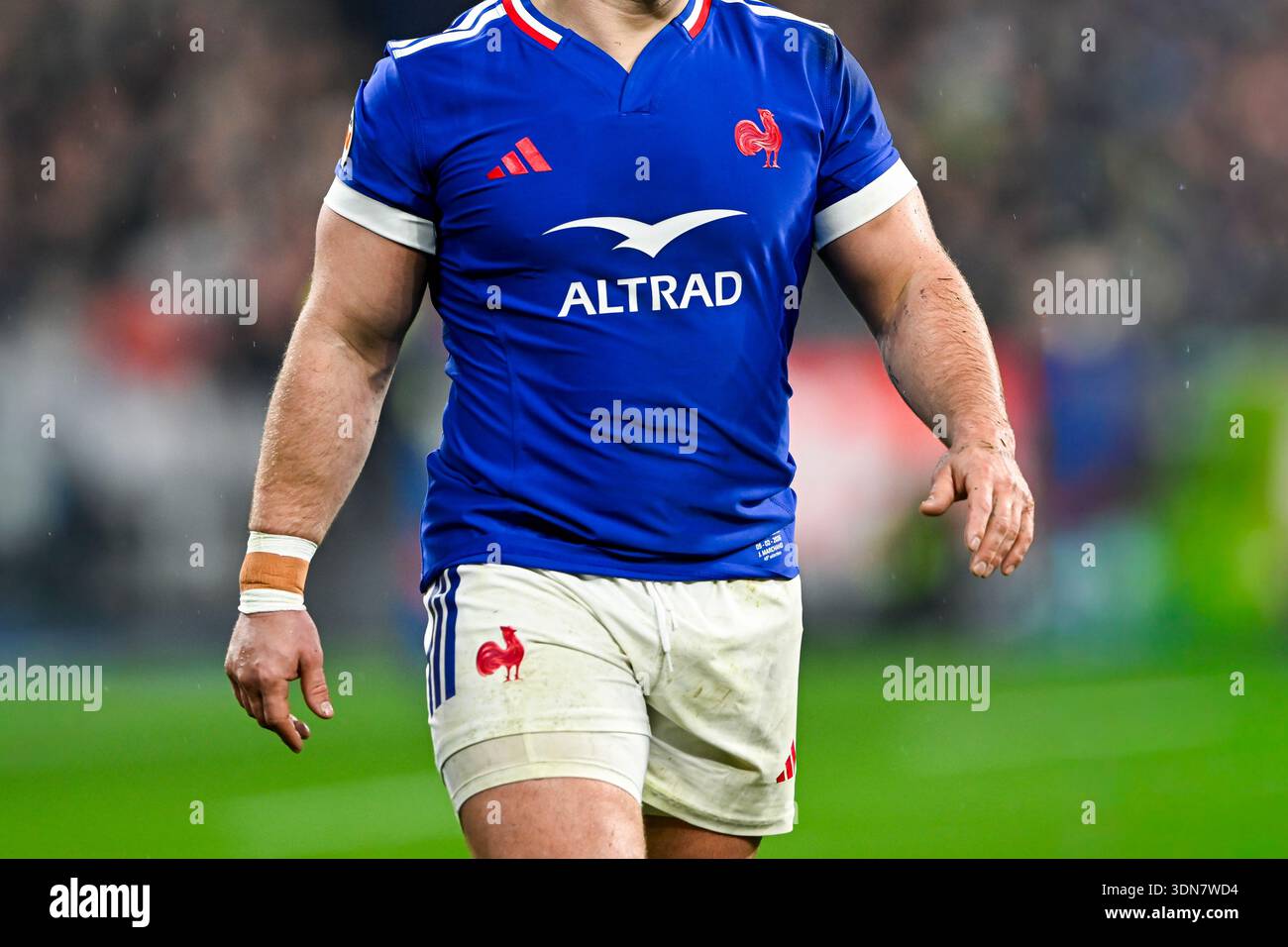 Illustration with a player with the French team (XV de France) jersey ...
