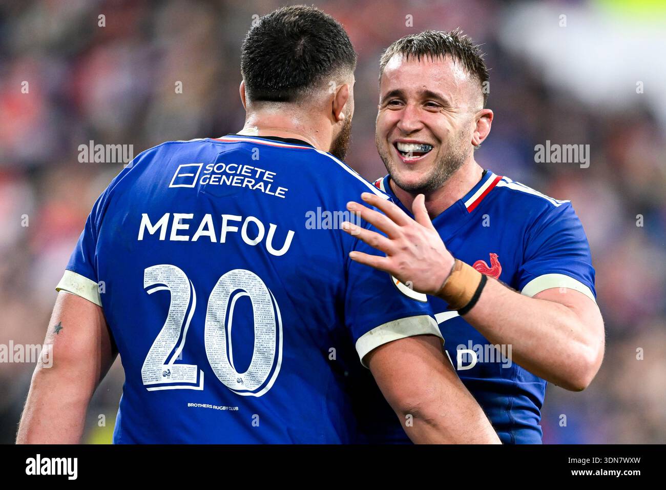 Anthony Jelonch and Emmanuel Meafou during the Six Nations Championship ...