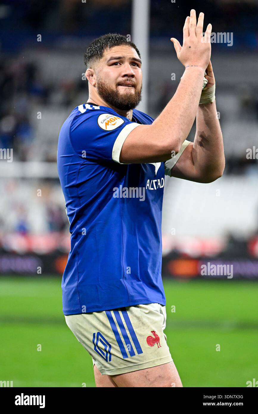 Emmanuel Meafou during the Six Nations Championship rugby match France ...