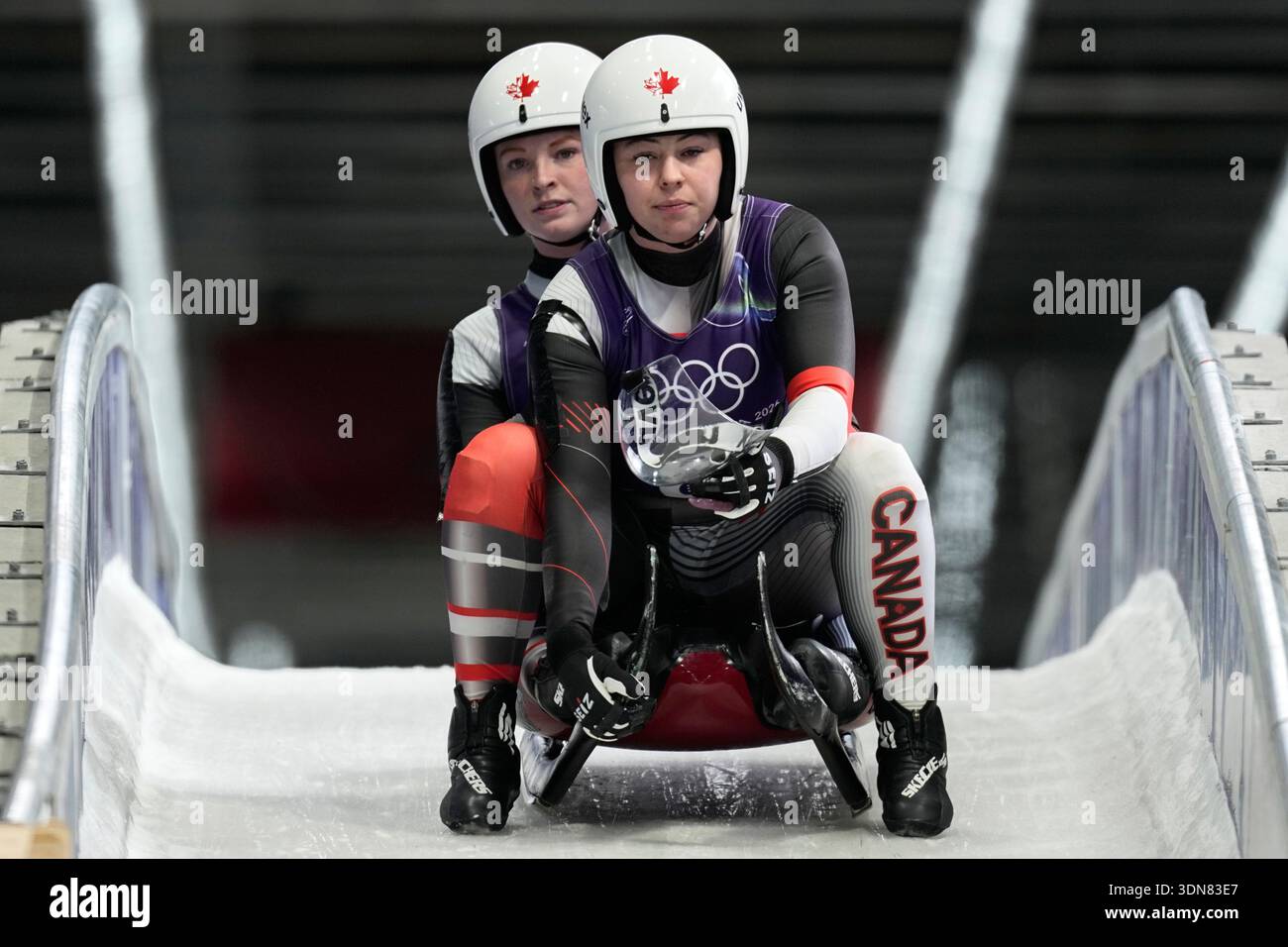 Canada's Beattie Podulsky and Kailey Allan arrive at the finish during ...