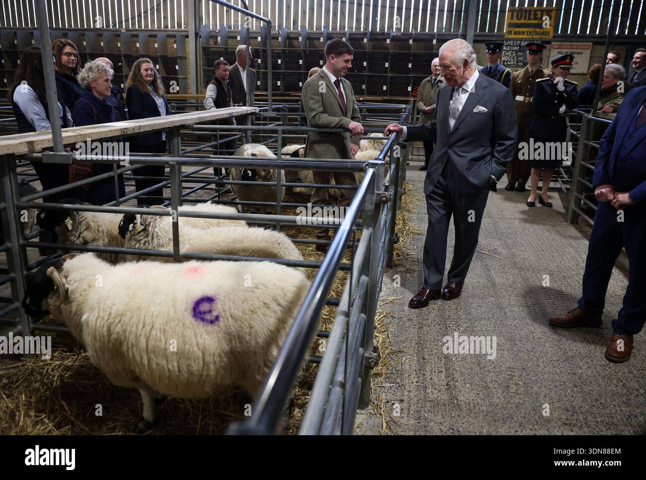 Britain's King Charles III visits Clitheroe Auction Mart, in Clitheroe ...