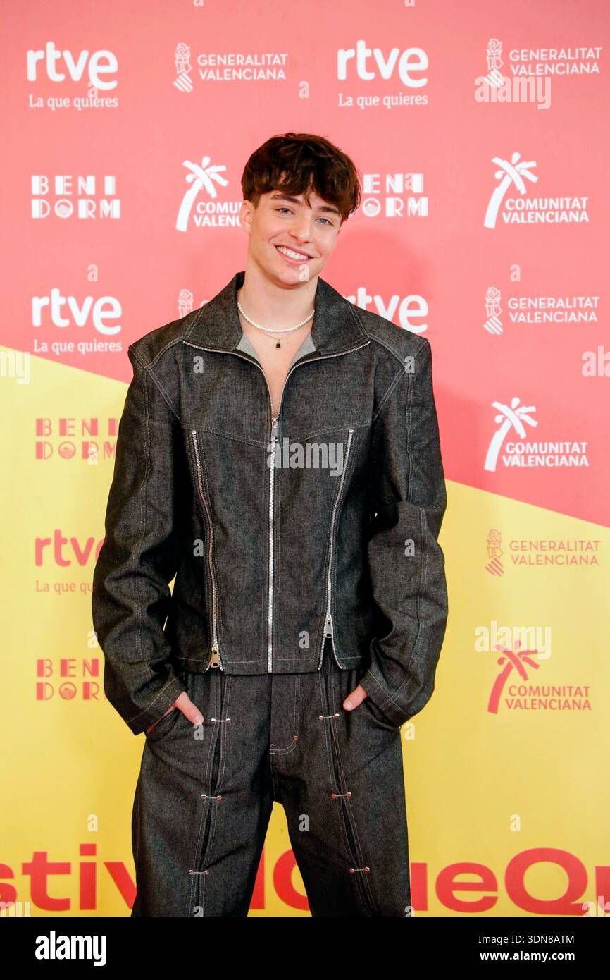 Singer Izan Llunas poses after a press conference at the Mirador del ...