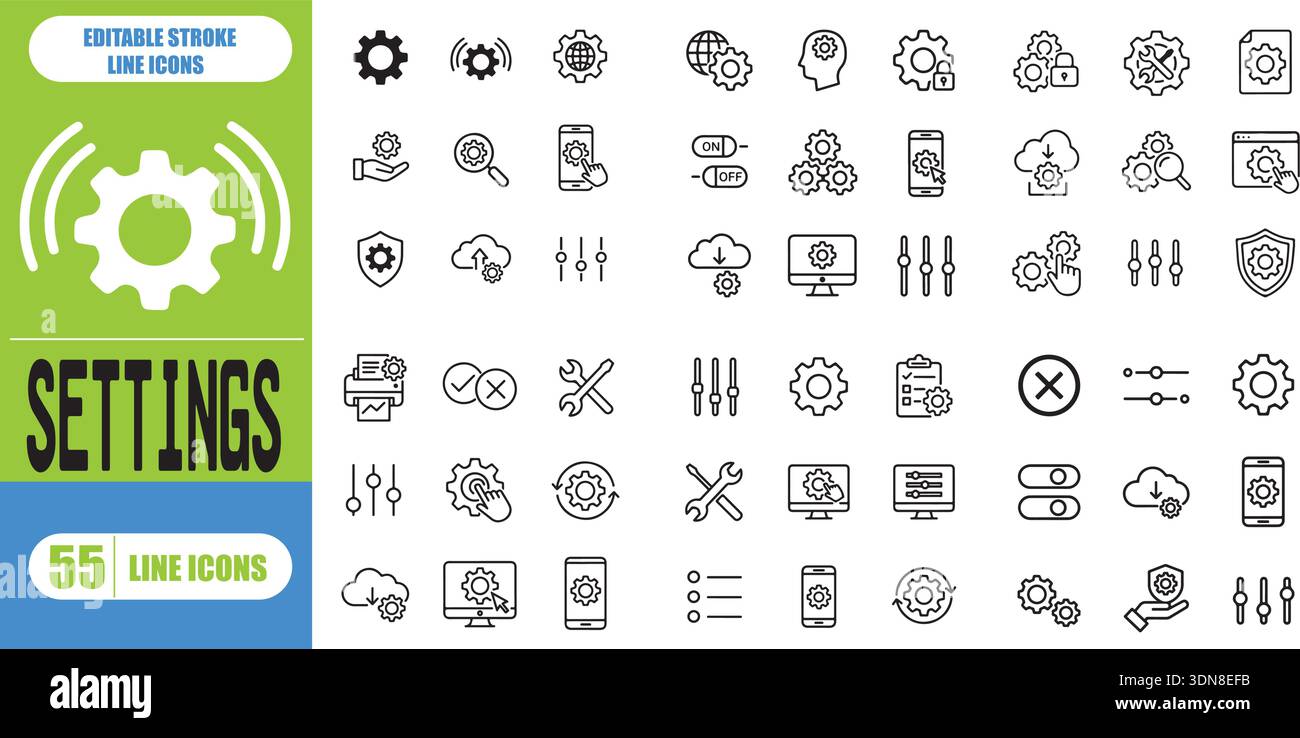 Setting Line Icon Set for Preferences, Configuration, Options, Tools ...