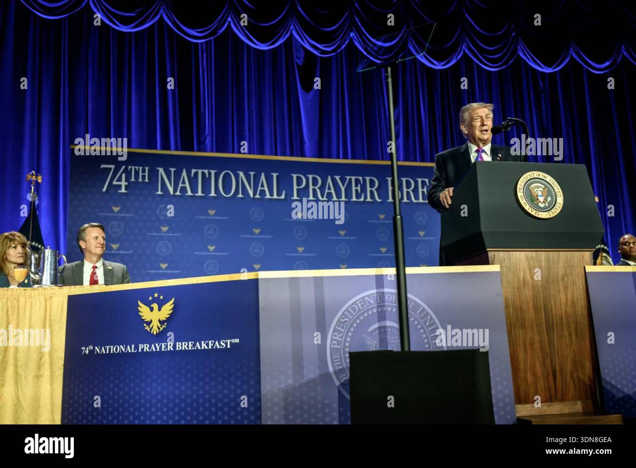 President Donald J. Trump speaks on stage at the 74th Annual National ...