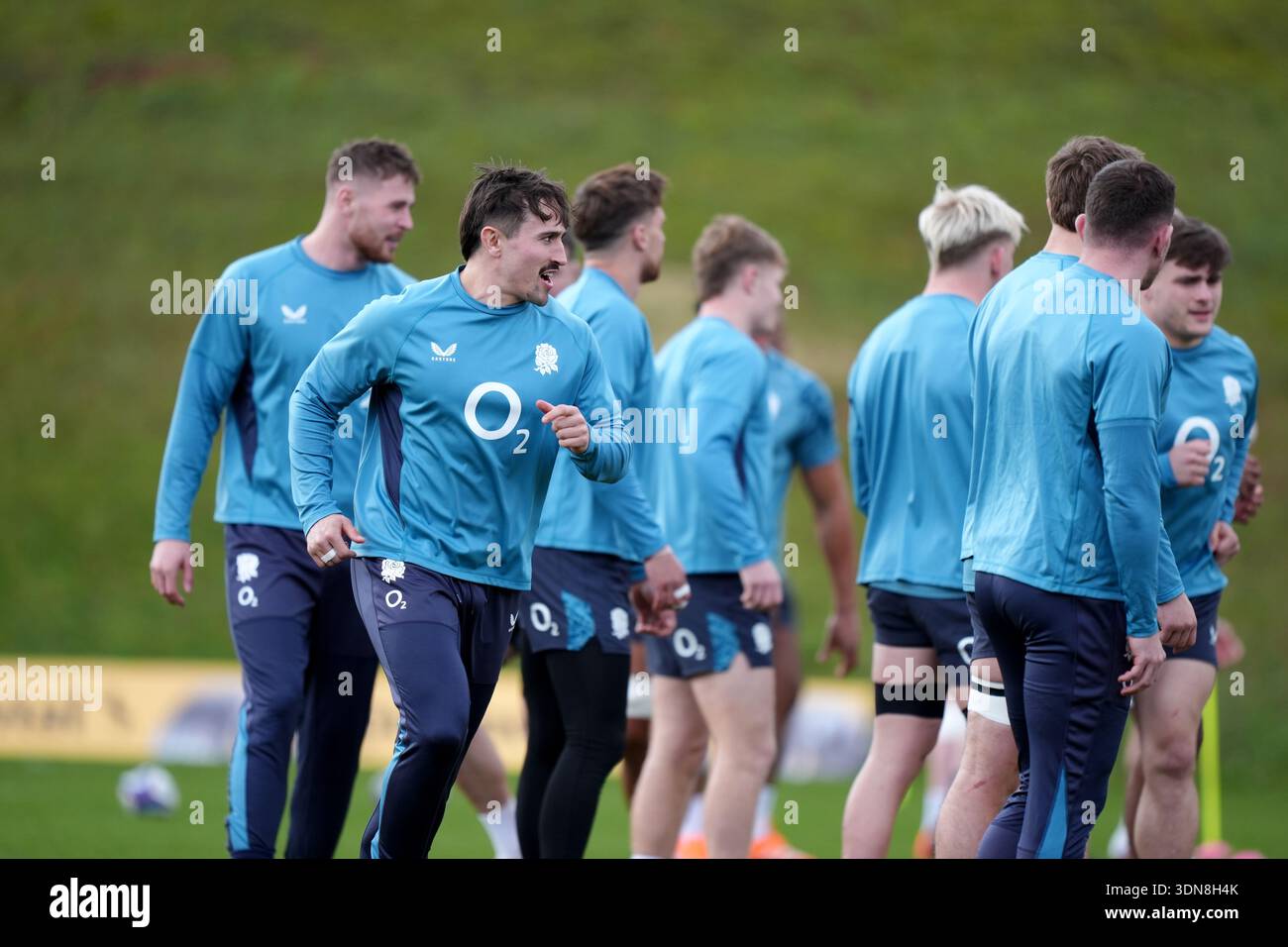 England's Cadan Murley (centre left) during a training session at the ...