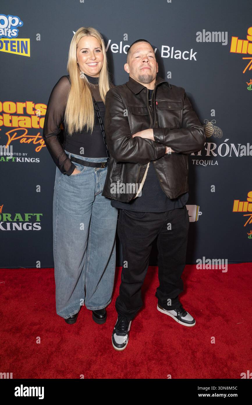 Misty Brown and Nate Diaz attend the Super Bowl LX Sports Illustrated ...