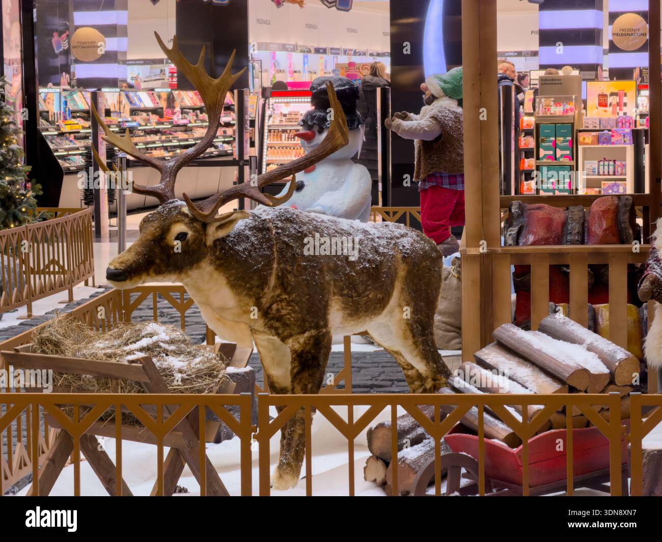 Poznan, Poland - November 28, 2025: A detailed reindeer display ...