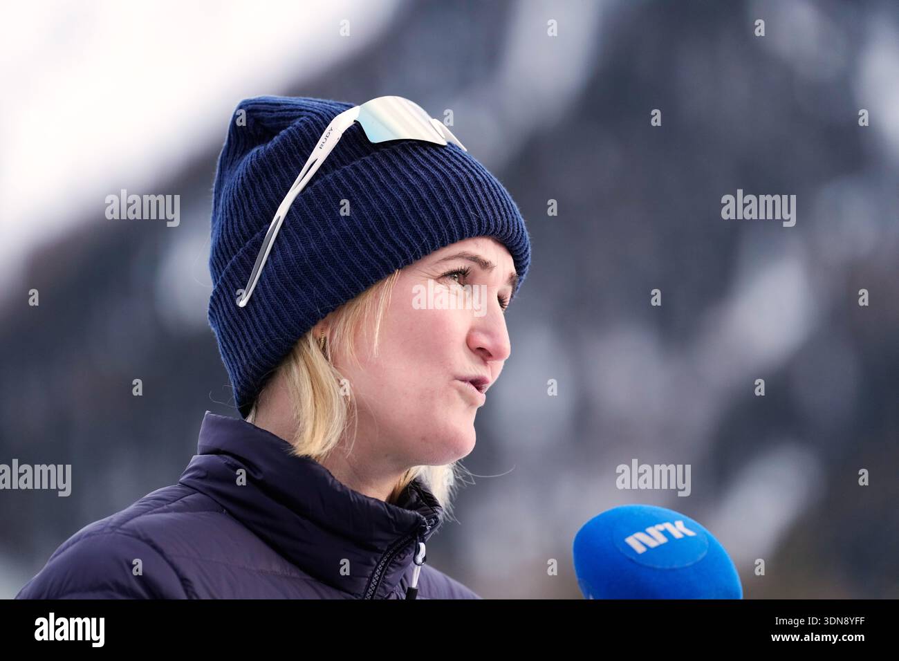 Former Olympic Biathlete Marte Olsbu Roeiseland, of Norway, speaks ...