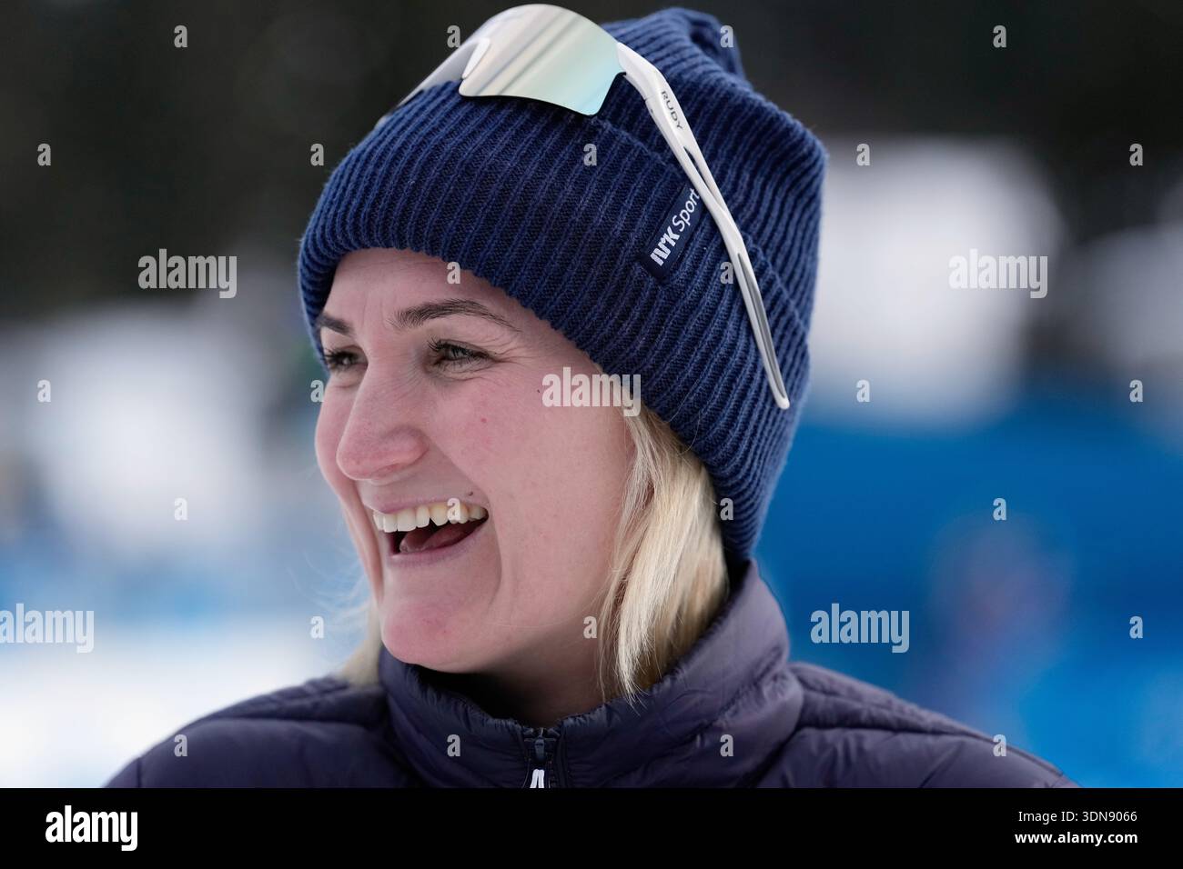 Former Olympic Biathlete Marte Olsbu Roeiseland, of Norway, speaks ...
