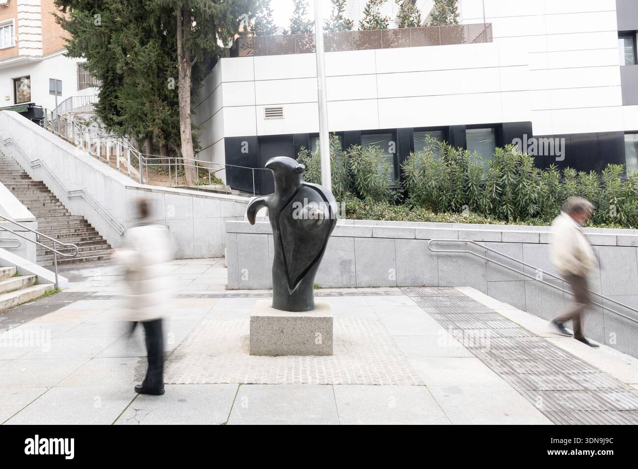 Sculpture 'Mère Ubu', by Joan Miró, on Paseo de la Castellana, on 9 ...