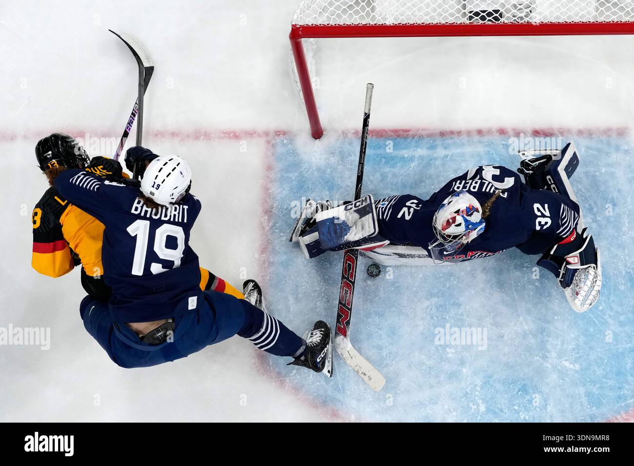 France's Alice Philbert makes a save during a preliminary round match ...