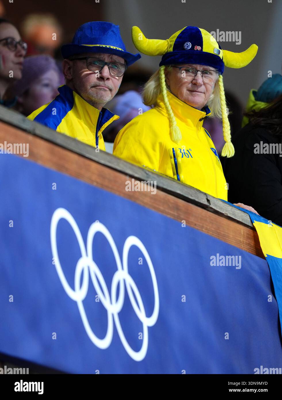 Sweden fans in the stands ahead of the Curling Mixed Doubles Semi Final ...