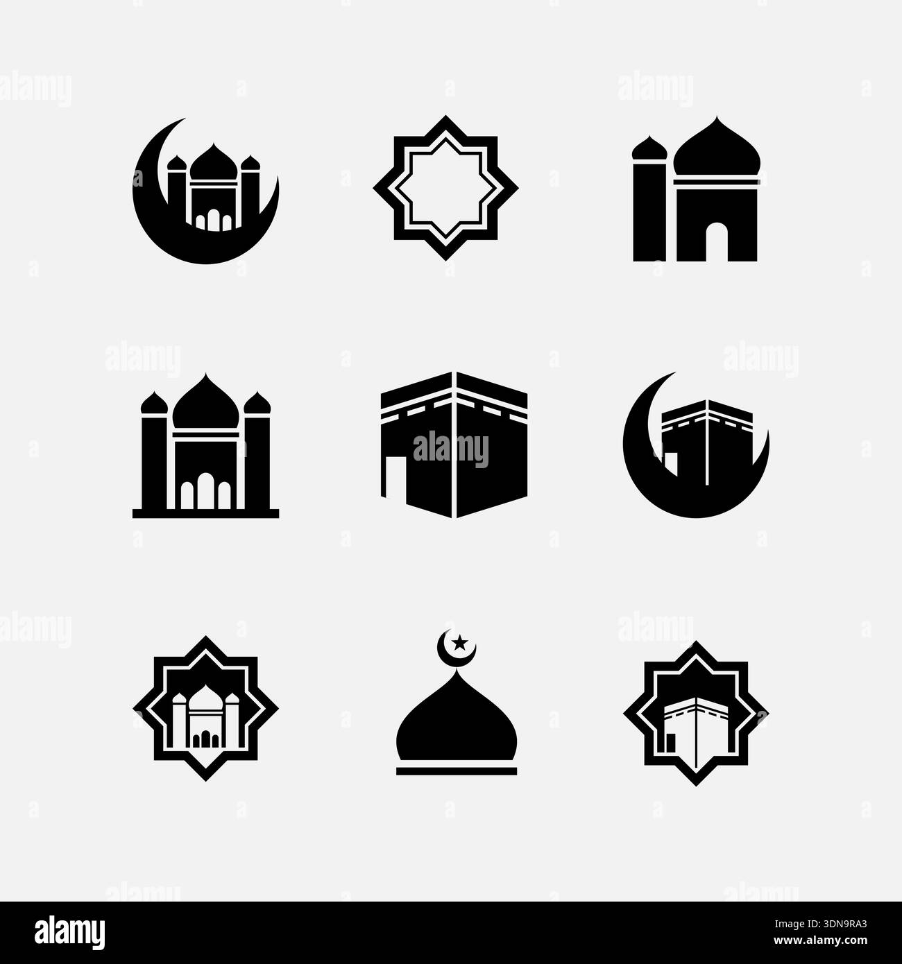 Islamic icon set collection Black and White Stock Photos & Images - Alamy