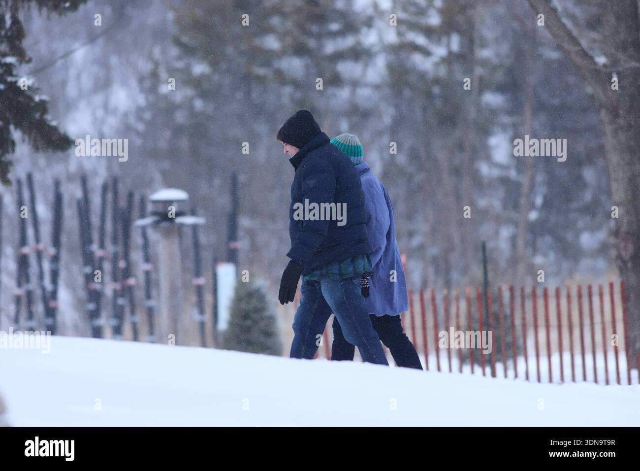 Montreal, Canada. 07th Feb, 2026. Person walk through the streets with ...