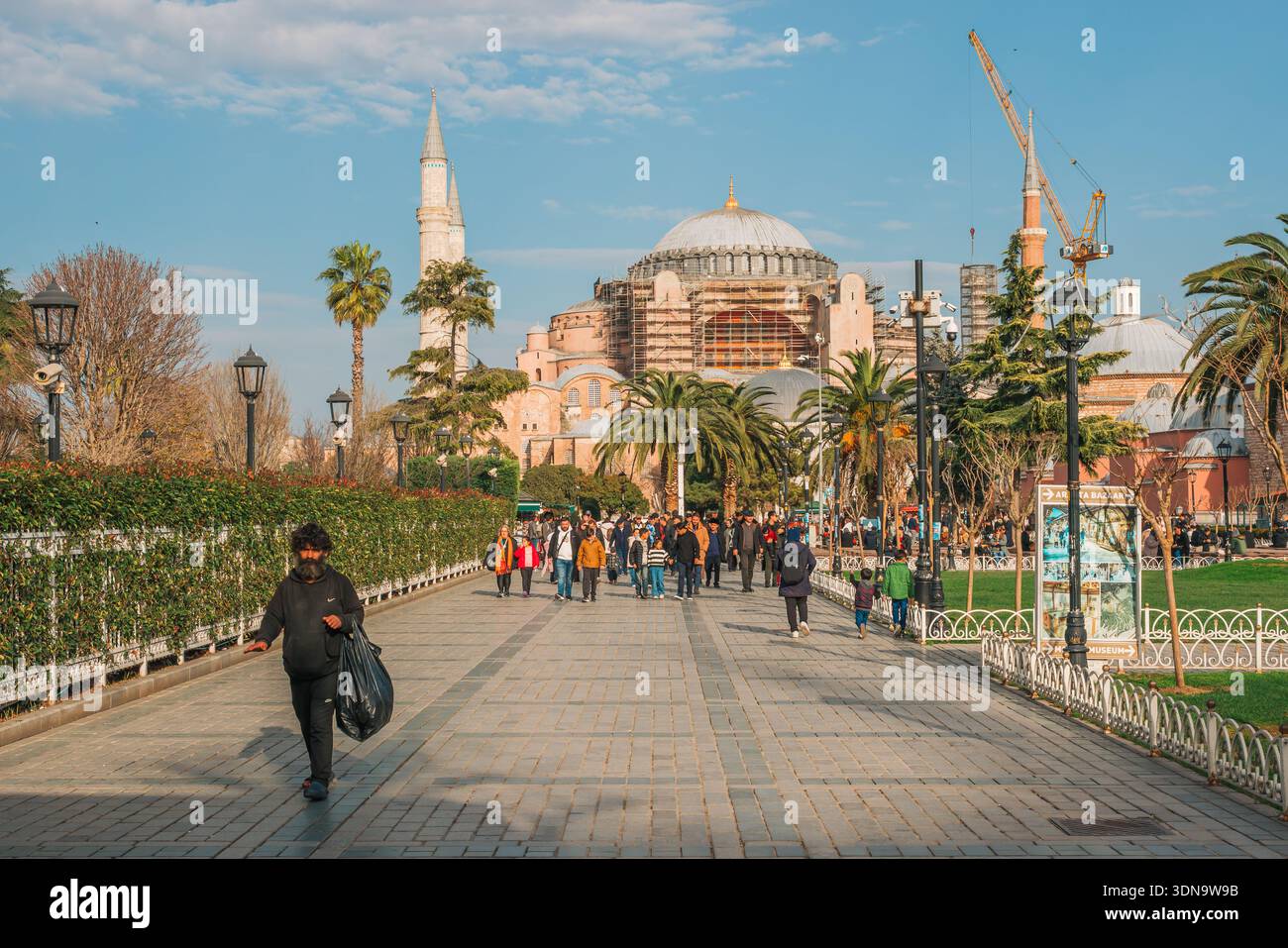 Istanbul, Turkey, January 6, 2026. Visitors and locals walk along a ...