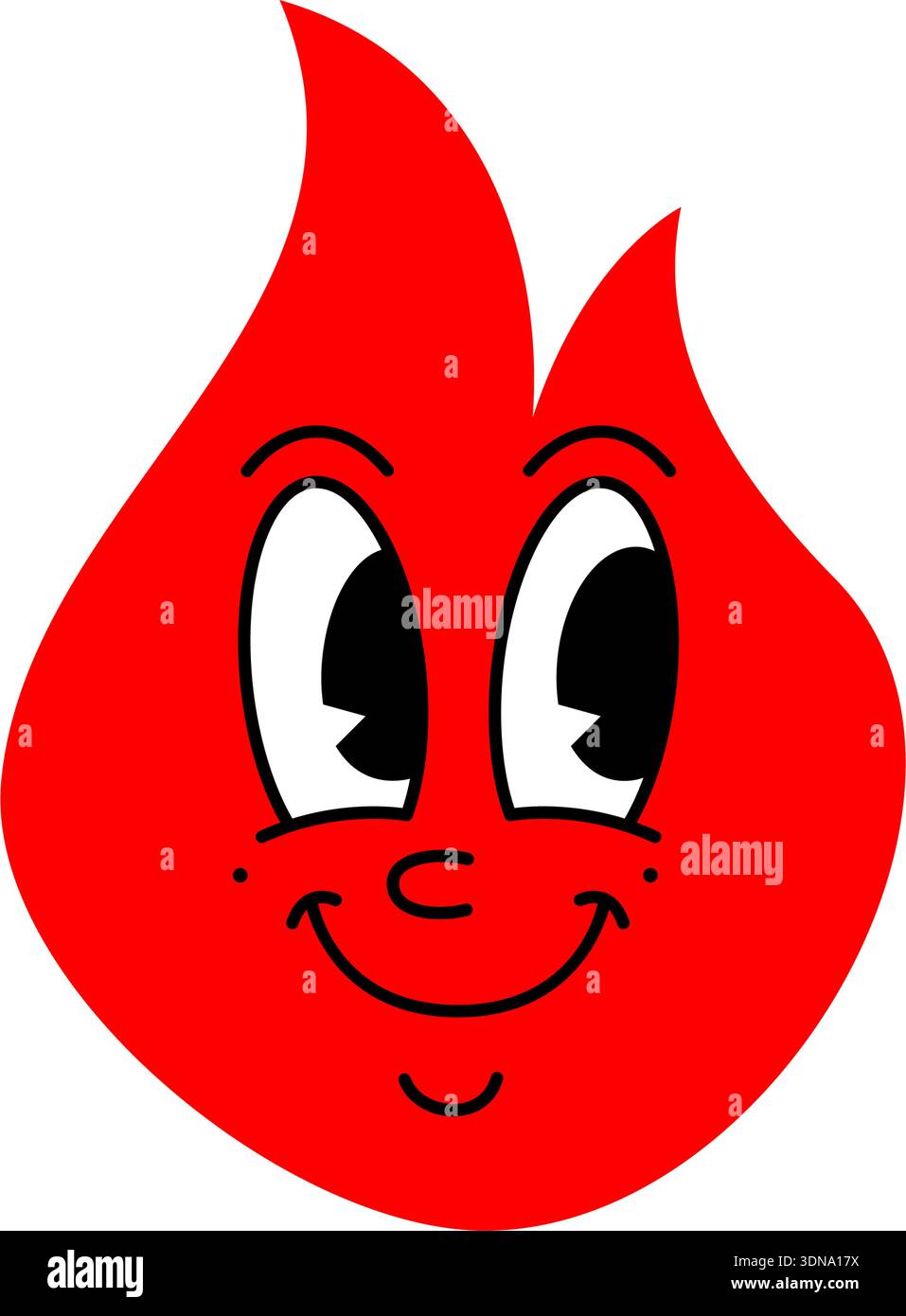 Cute red flame character with joyful smile and friendly eyes. Cartoon ...