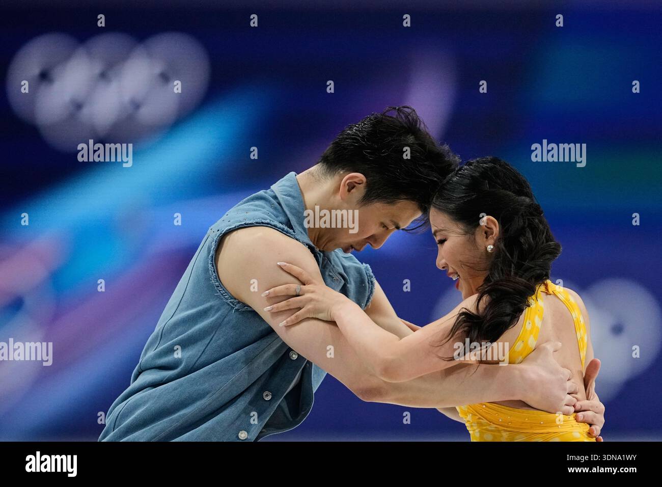 Shiyue Wang and Xinyu Liu of China compete during the rhythm dance in ...