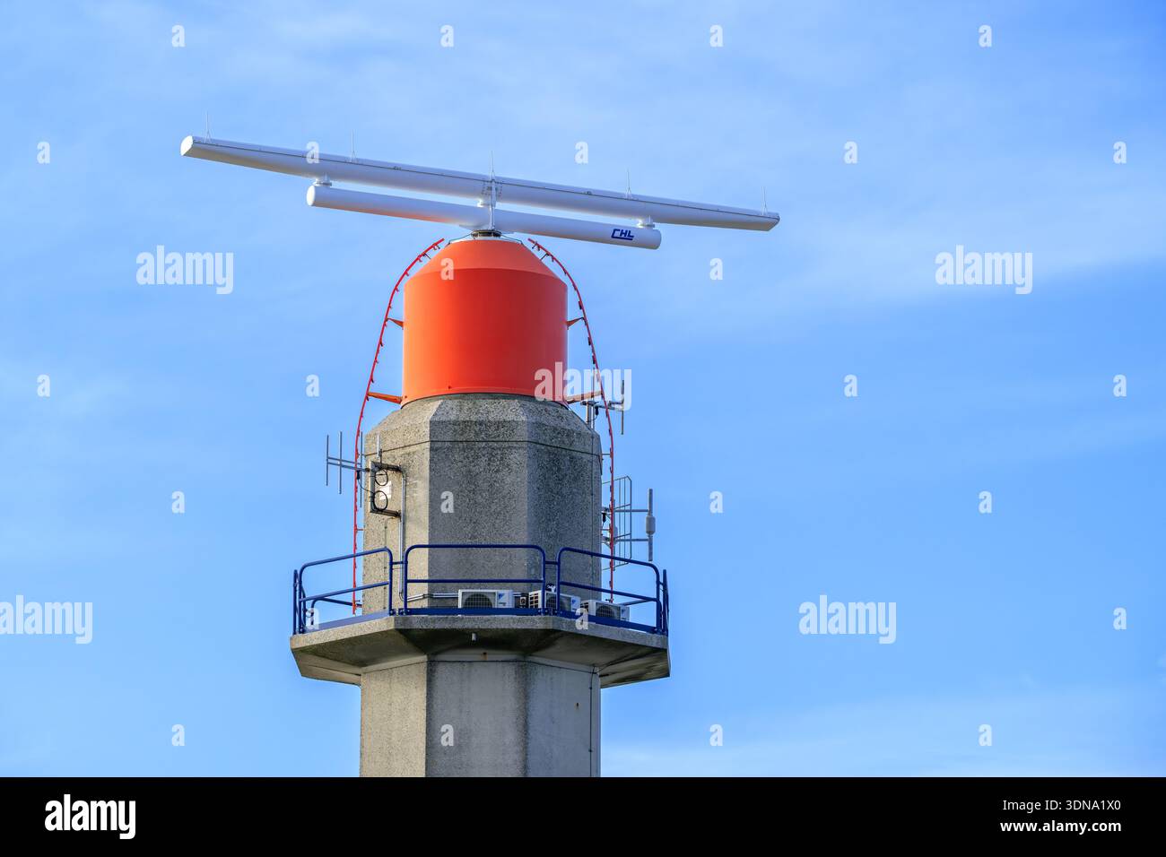 Marine rotating radar antenna on the sea search and rescue lifeboat ...
