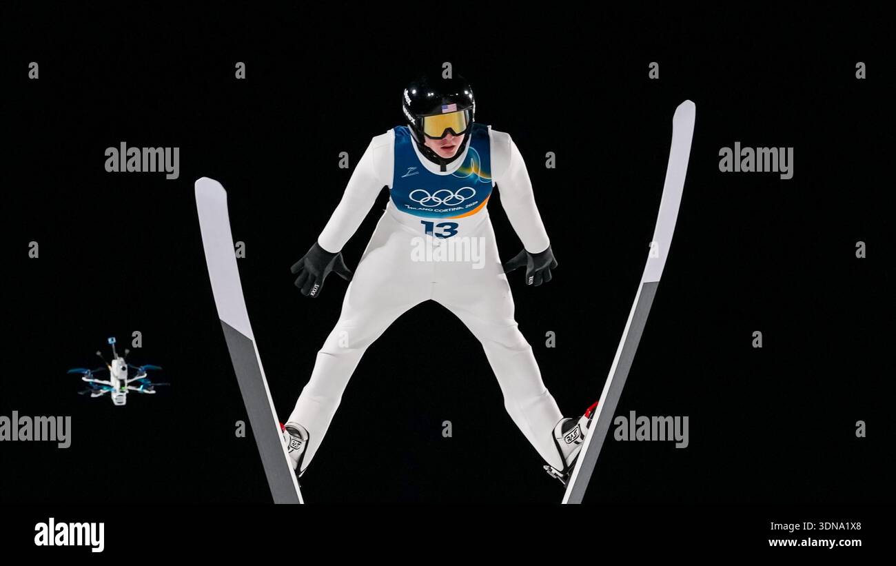 Tate Frantz, of the United States, soars through the air during his ...