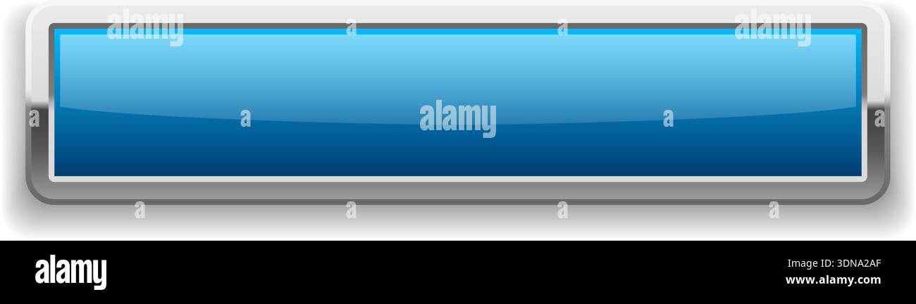 Rectangle blue button with chrome frame. Glossy metal texture Stock ...