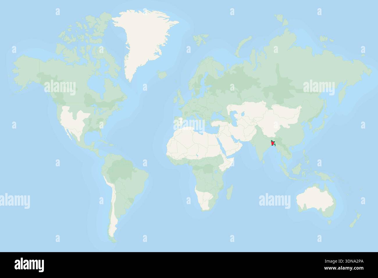 Bangladesh Highlighted on World Map with National Flag. Vector world ...