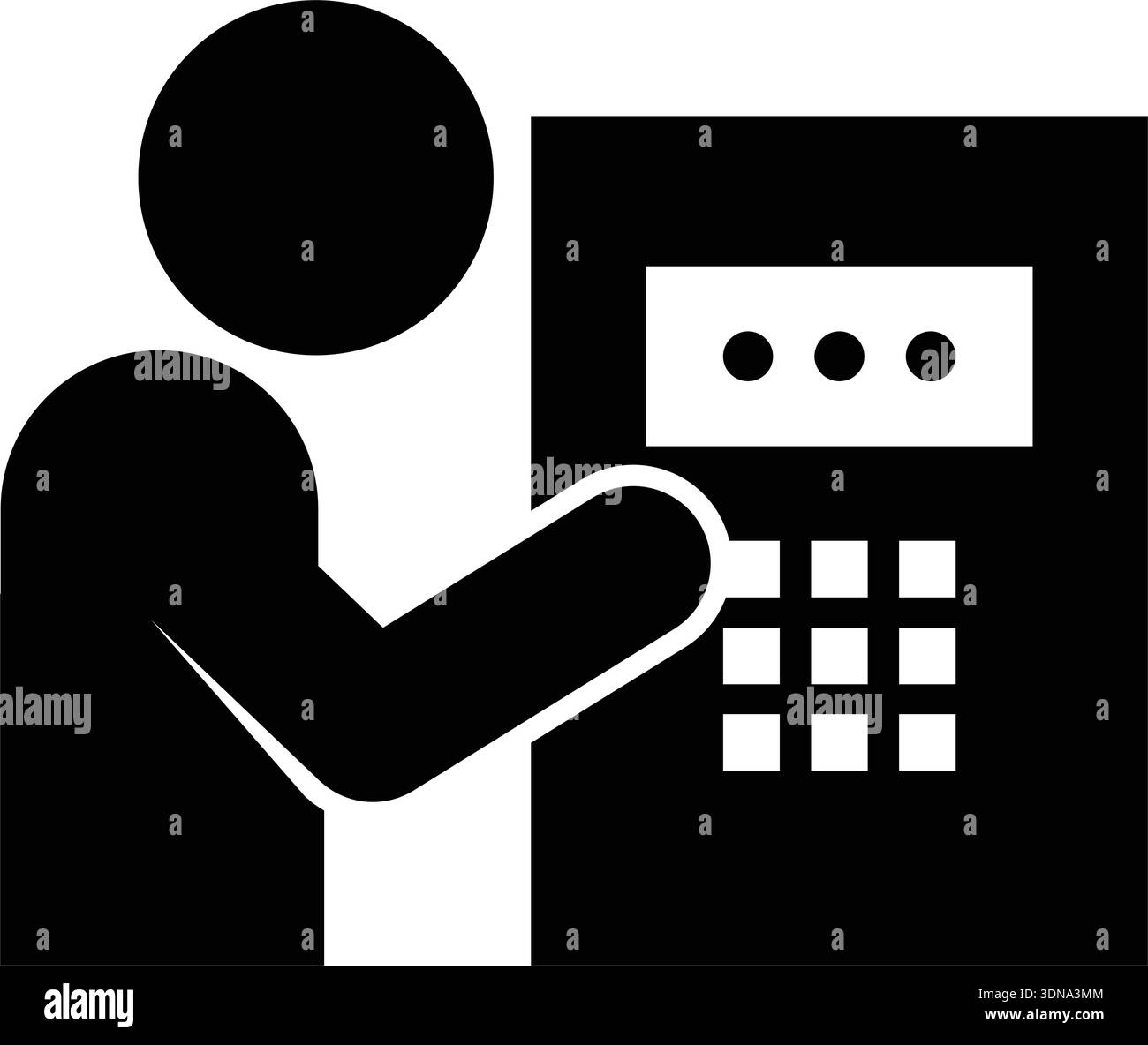 ATM enter PIN icon pictogram illustration showing customer entering ...