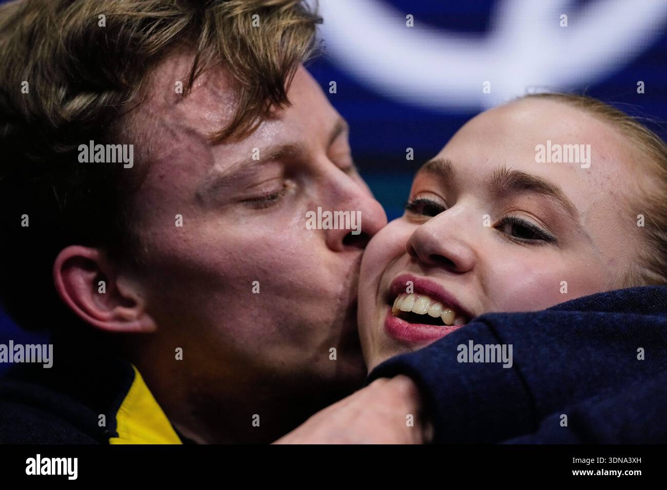 Milla Ruud Reitan and Nikolaj Majorov of Sweden kiss after competing ...
