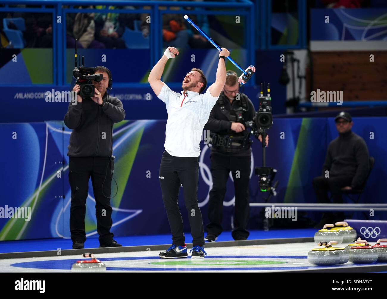 USA's Korey Dropkin celebrates victory following the Curling Mixed ...