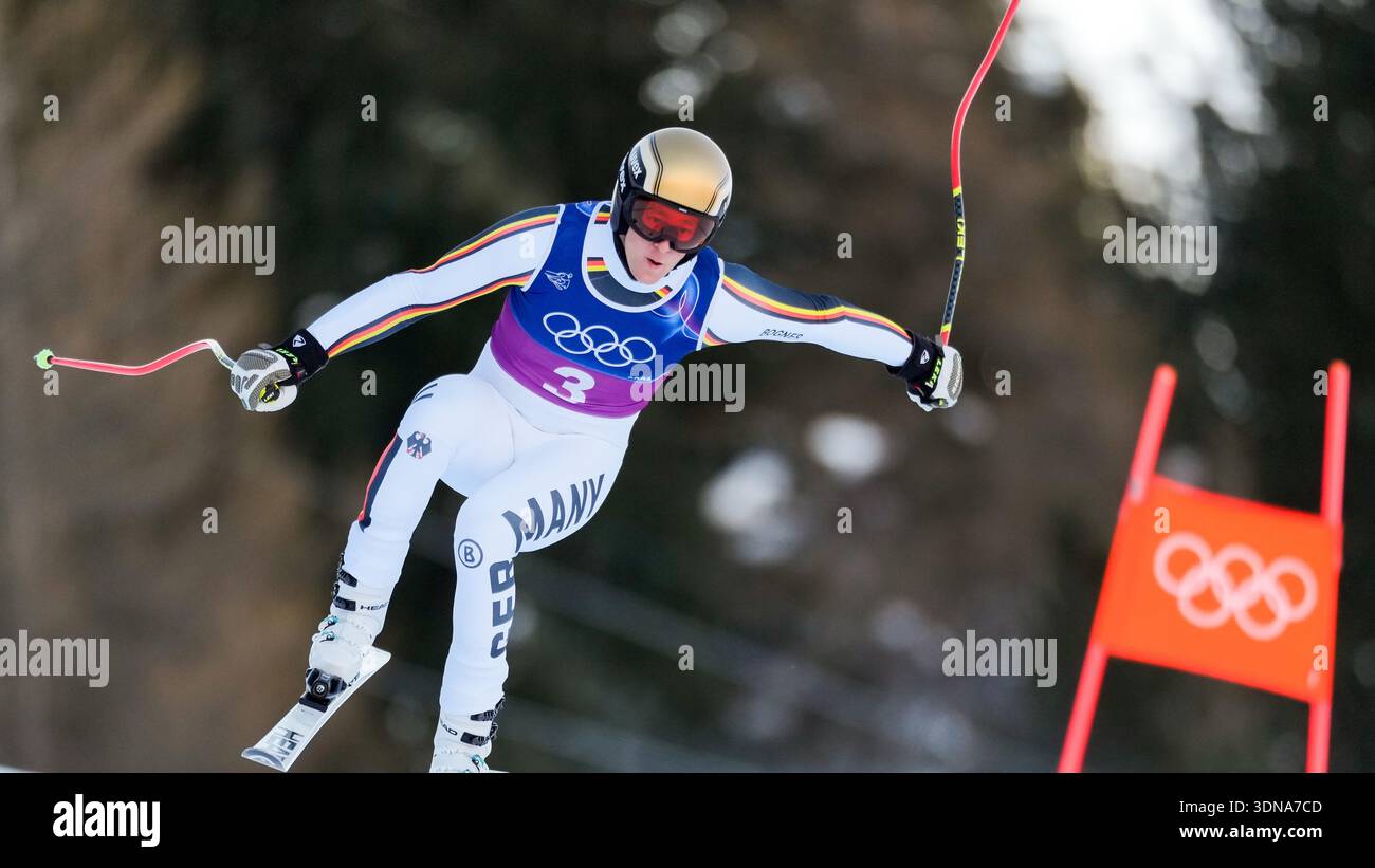Germany's Simon Jocher speeds down the course during the downhill ...