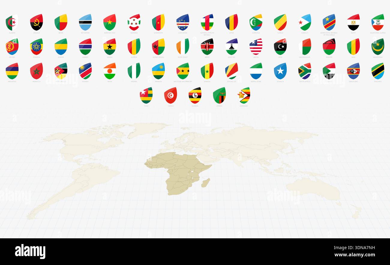African Flags in Rugby Style. Big Rugby icon set. Vector collection ...