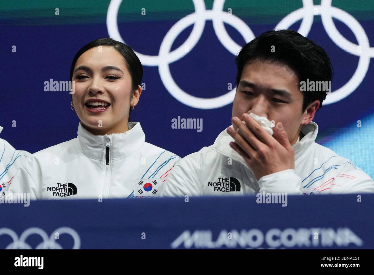 Hannah Lim and Ye Quan of South Korea react to scores after competing ...