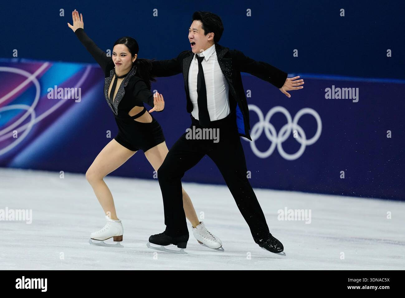 Hannah Lim and Ye Quan of South Korea compete during the rhythm dance ...