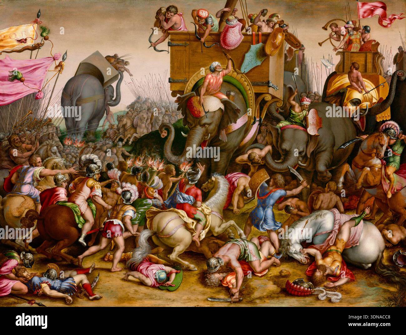 The Battle of Zama by Cornelis Cort, after 1567, a chaotic ancient ...