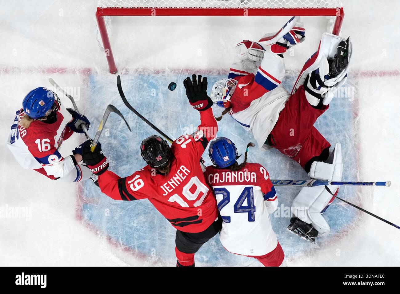 Canada's Julia Gosling, not seen, scores her side's fourth goal during ...