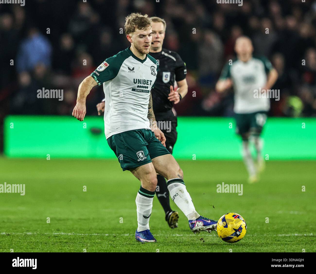 Riley McGree of Middlesbrough passes the ball during the Sky Bet ...
