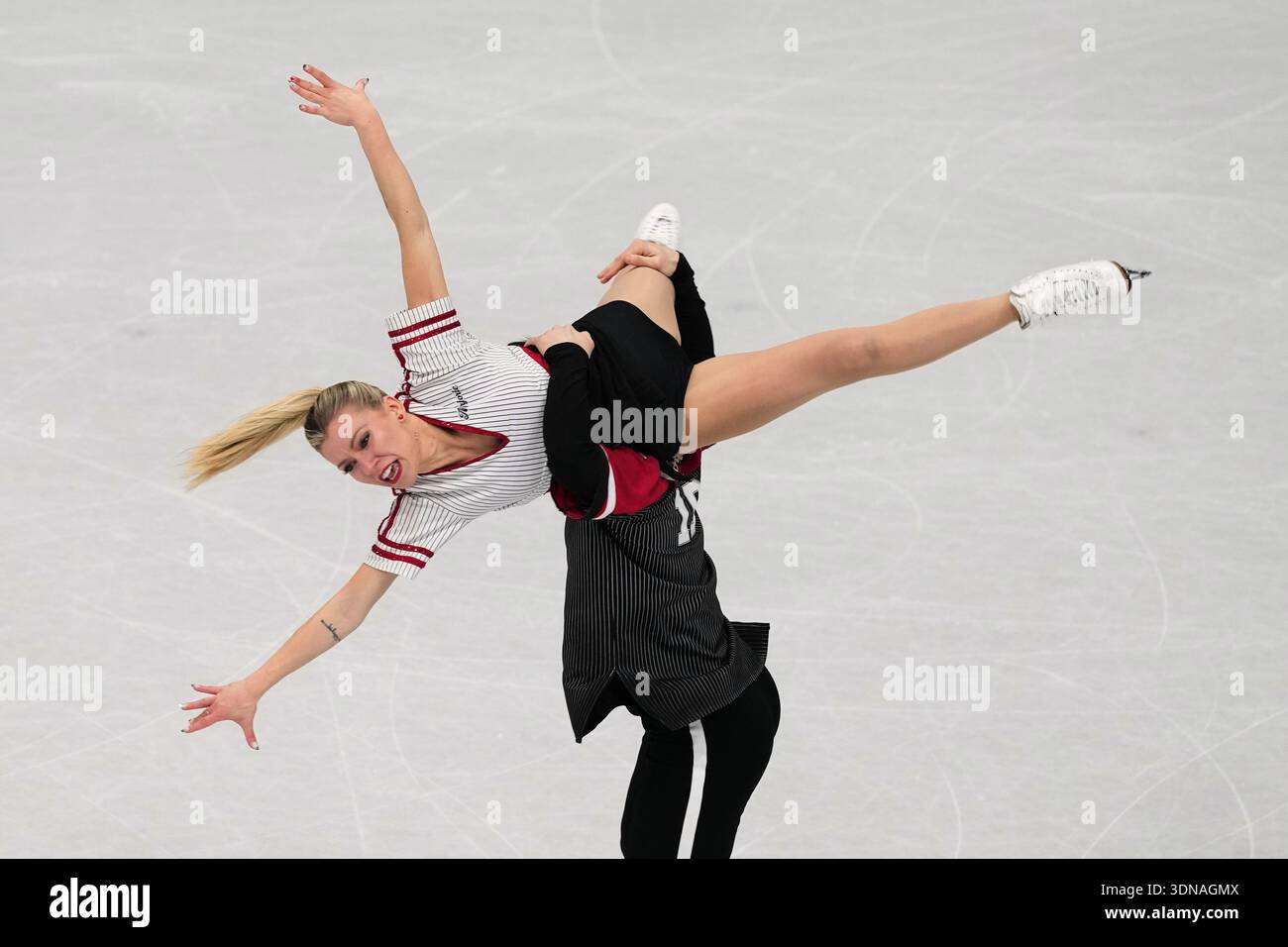 Marjorie Lajoie and Zachary Lagha of Canada compete during the rhythm ...