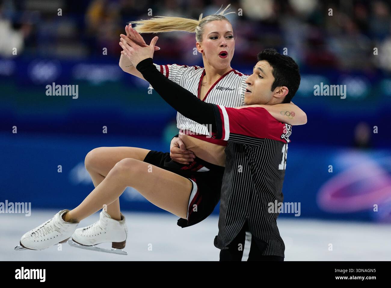 Marjorie Lajoie and Zachary Lagha of Canada compete during the rhythm ...