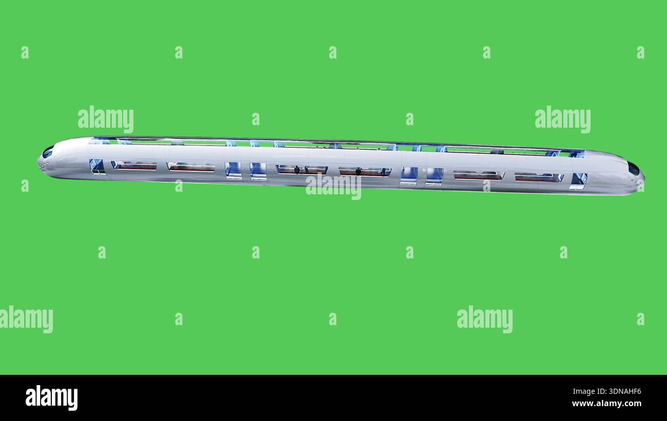 Flying passenger train. Green screen isolate. 3d rendering Stock Photo ...