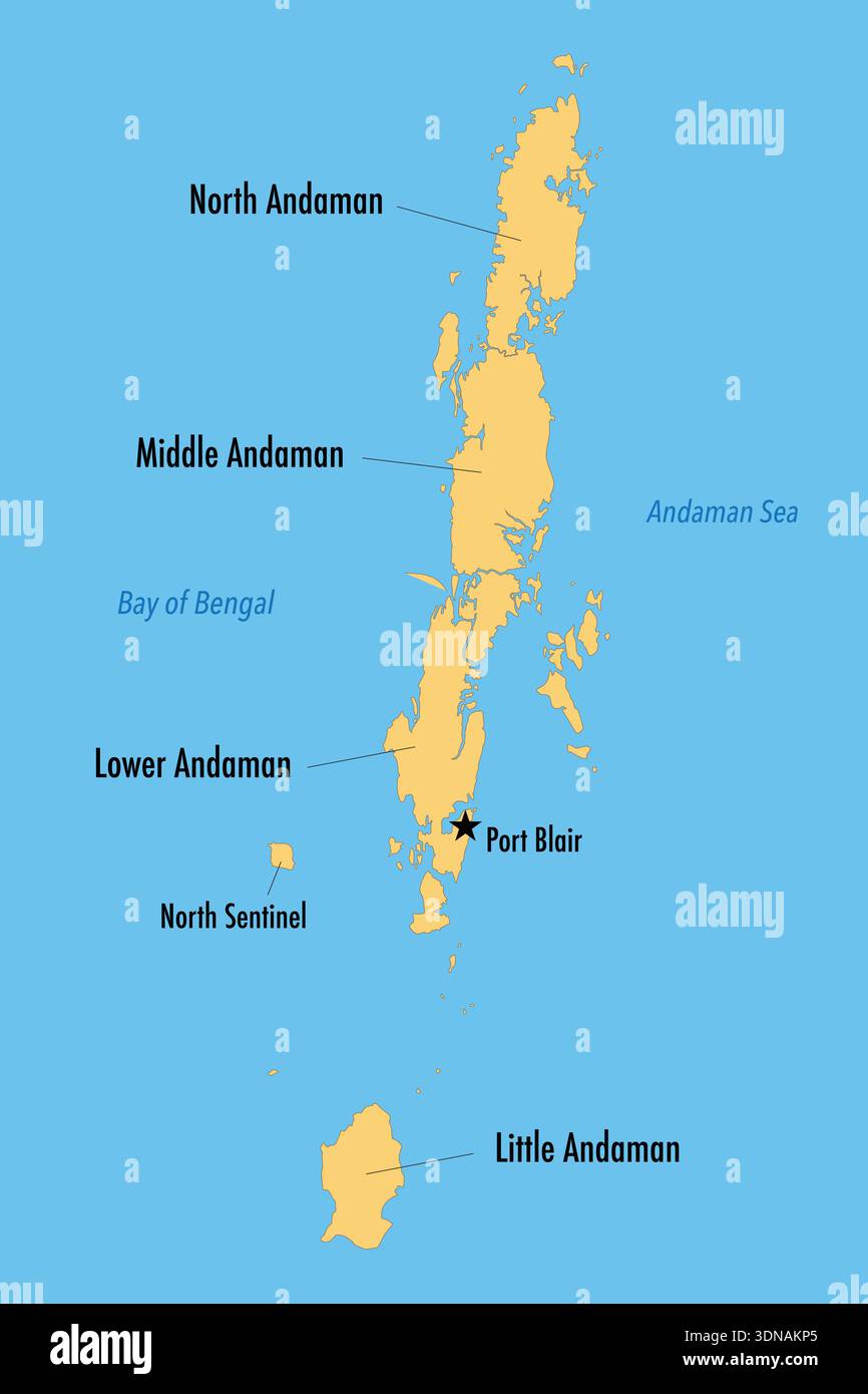 Andaman Islands Map Showing North Middle South Little Andaman and North ...
