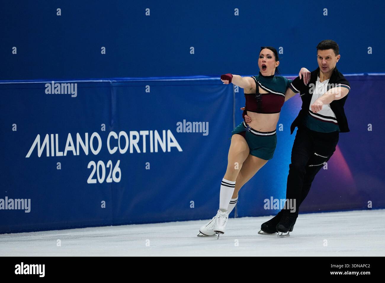 Charlene Guignard and Marco Fabbri of Italy compete during the rhythm ...