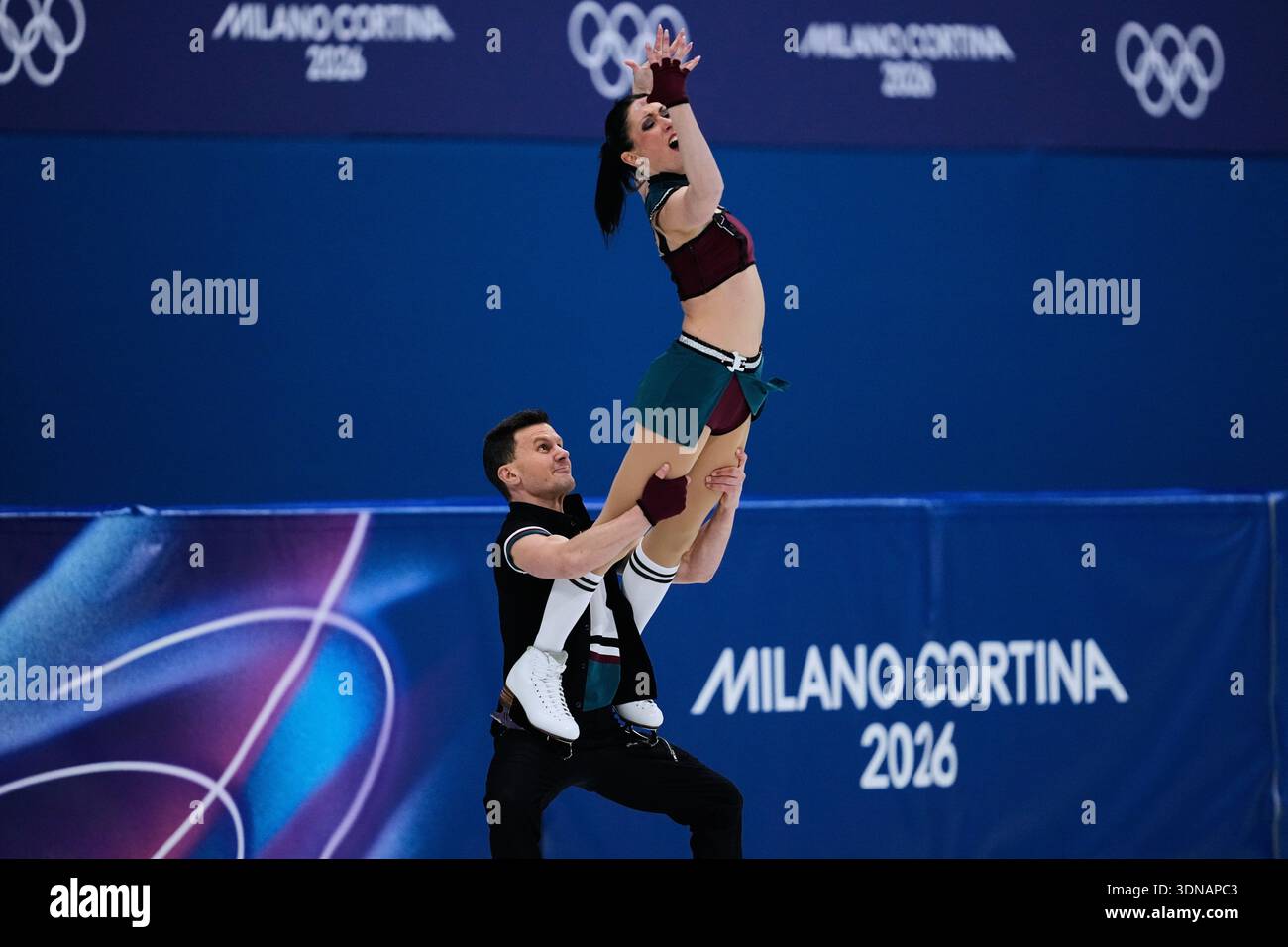 Charlene Guignard and Marco Fabbri of Italy compete during the rhythm ...